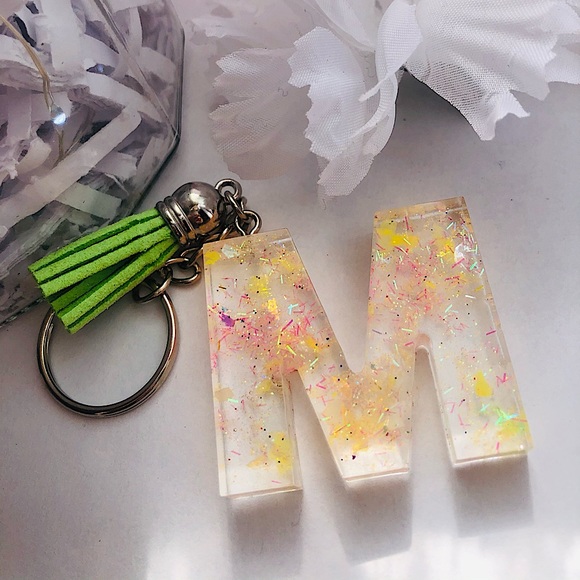 Hand Crafted | Accessories | Resin Letter M Keychain | Poshmark